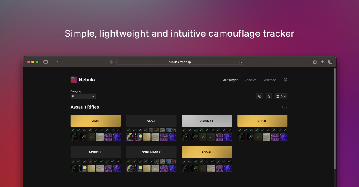 Nebula - Call of Duty Black Ops 6 camouflage tracker